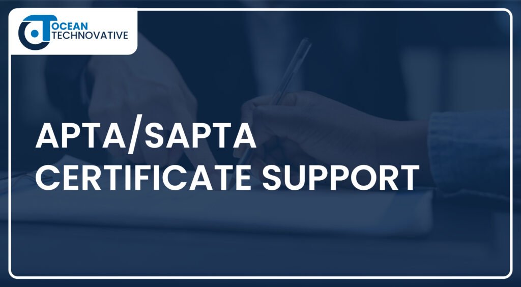 APTA/SAPTA CERTIFICATE – OCEAN TECHNOVATIVE